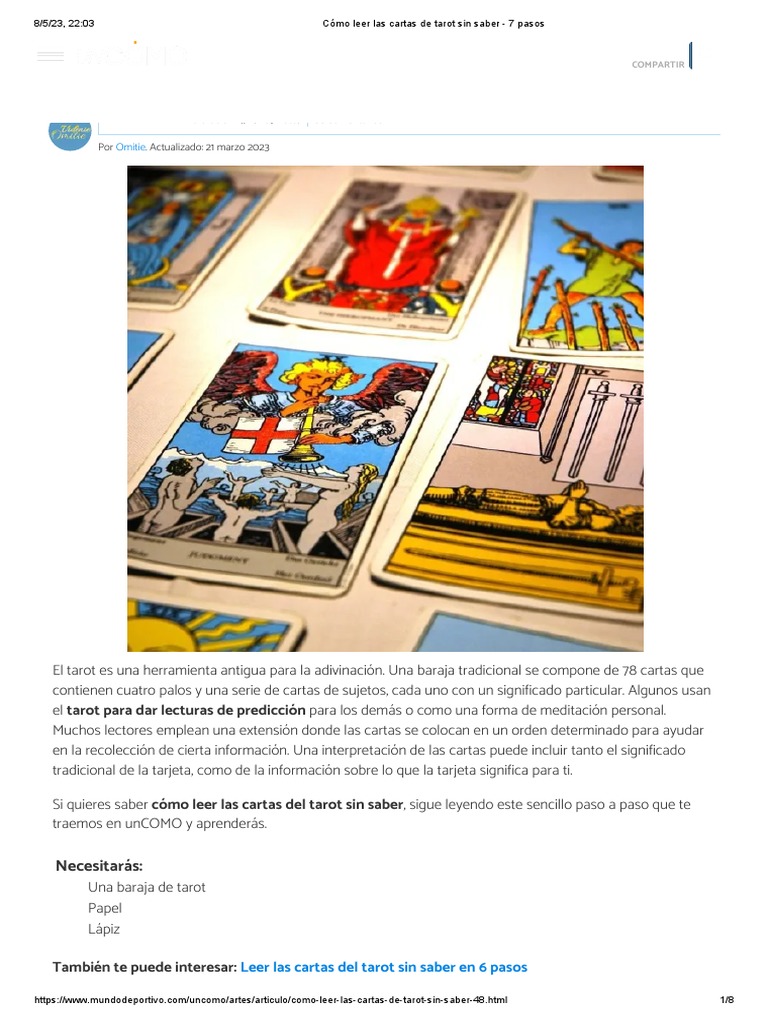 Cómo Leer Las Cartas De Tarot Sin Saber 7 Pasos Pdf Tarot