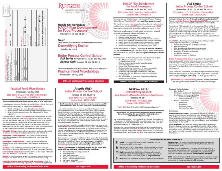 Food Microbiology, Better Process Control School and HACCP Training at ...