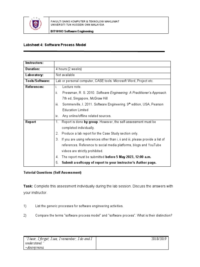 Labsheet 4 Se Uthm | PDF | Software Engineering | Information Technology