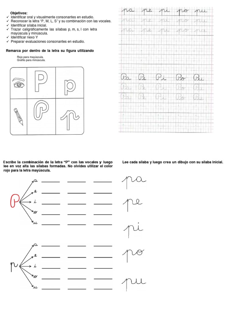 Letra L M P S Nexo Y Preparar Evaluacion Pdf Fonética
