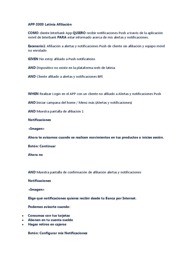 Ejemplo Sintaxis Gherkin | PDF | Aplicación movil | Software