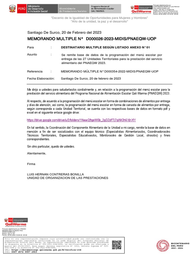 Memorando Multiple-000026-2023-Uop | PDF