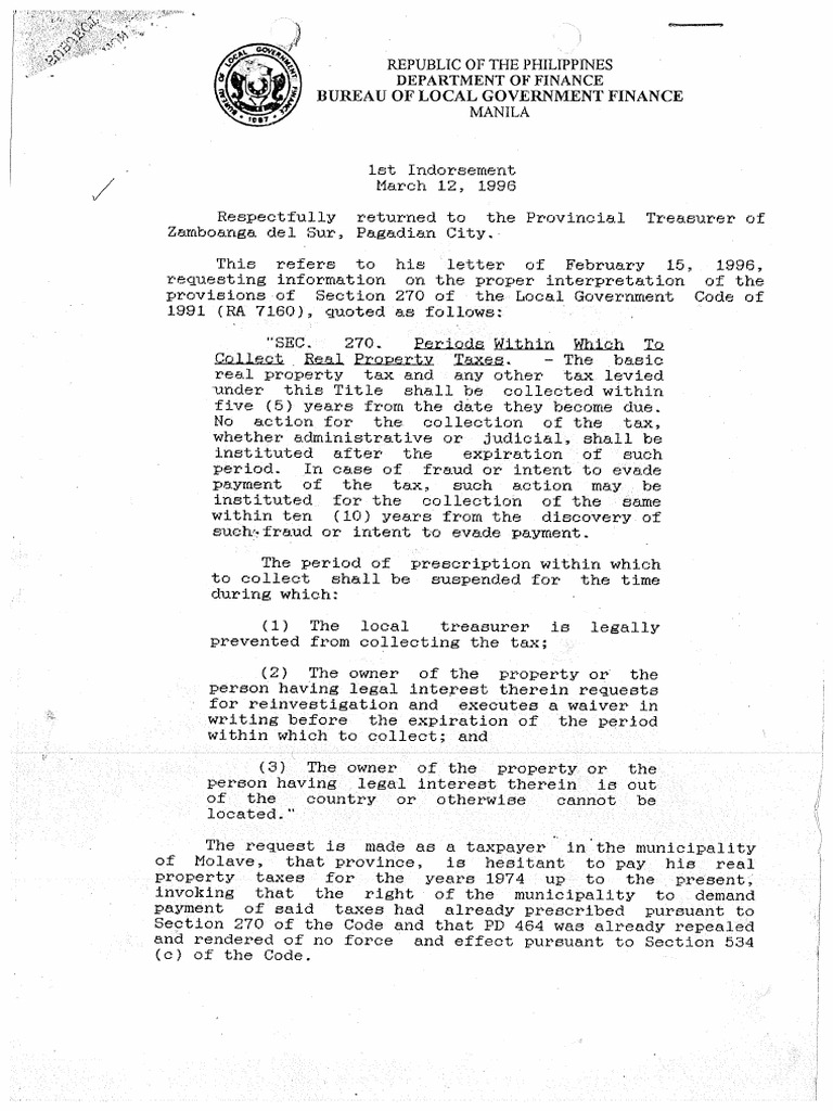 1st Indorsement Dated 12 March 1996 | PDF