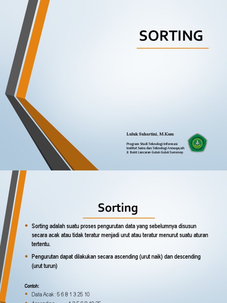 Pertemuan 3 Sorting Pdf 