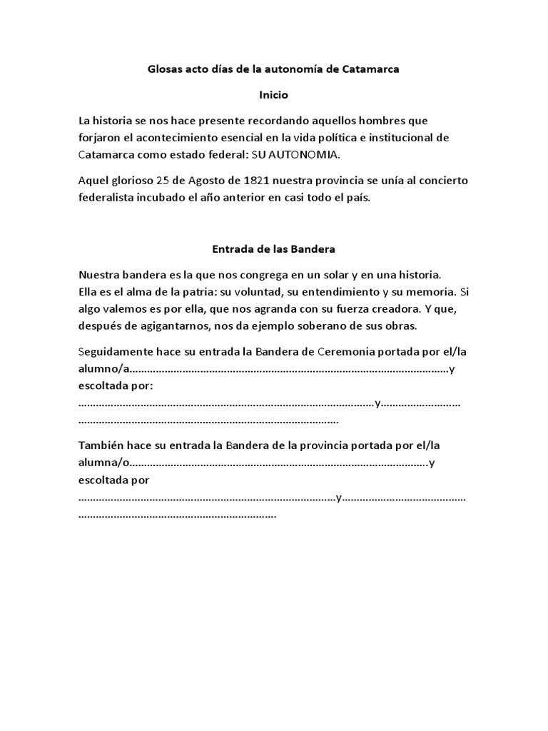 Glosas acto días de la autonomía de Catamarca.pdf | PDF Glosas acto días de la autonomía de Catamarca.pdf | PDF