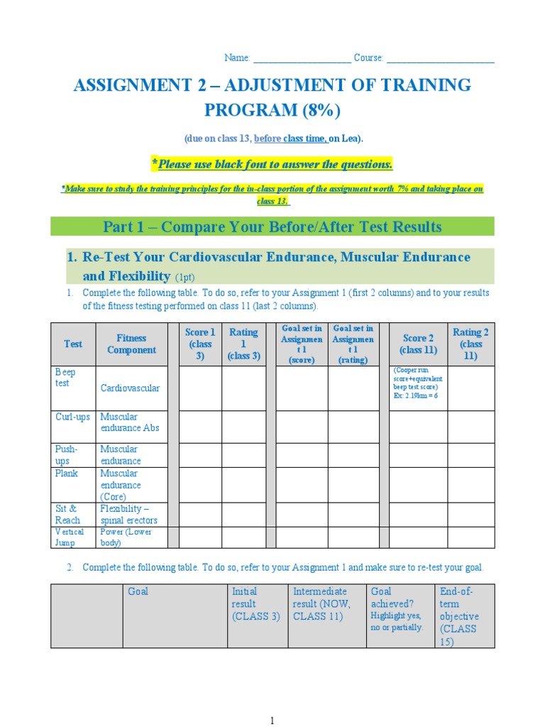 103_Assignment_2_Program_Adjustment | PDF | Physical Fitness | Cognition