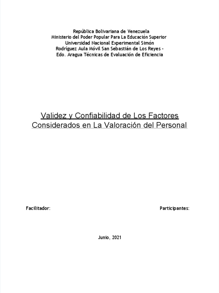 PDF Validez y Confiabilidad de Los Factores Considerados en La ... PDF Validez y Confiabilidad de Los Factores Considerados en La ...