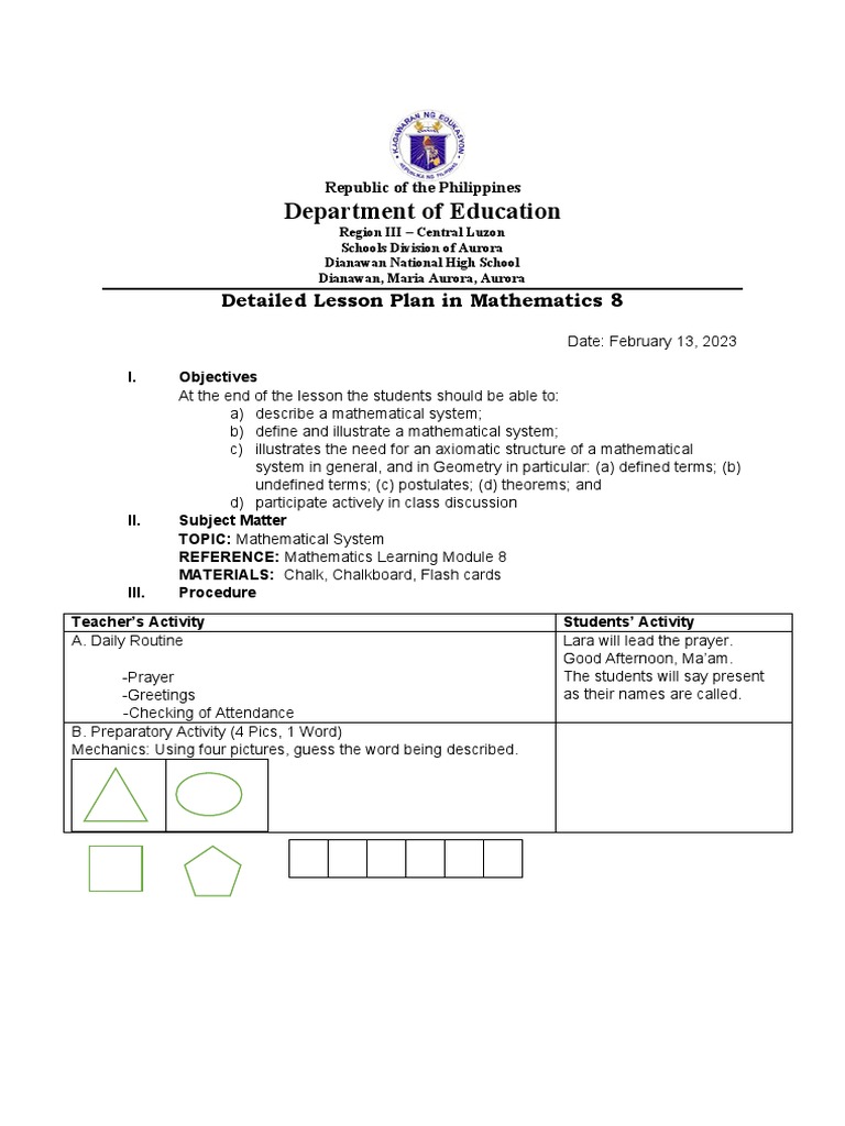 Pang COT#2 | PDF | Mathematics | Axiom