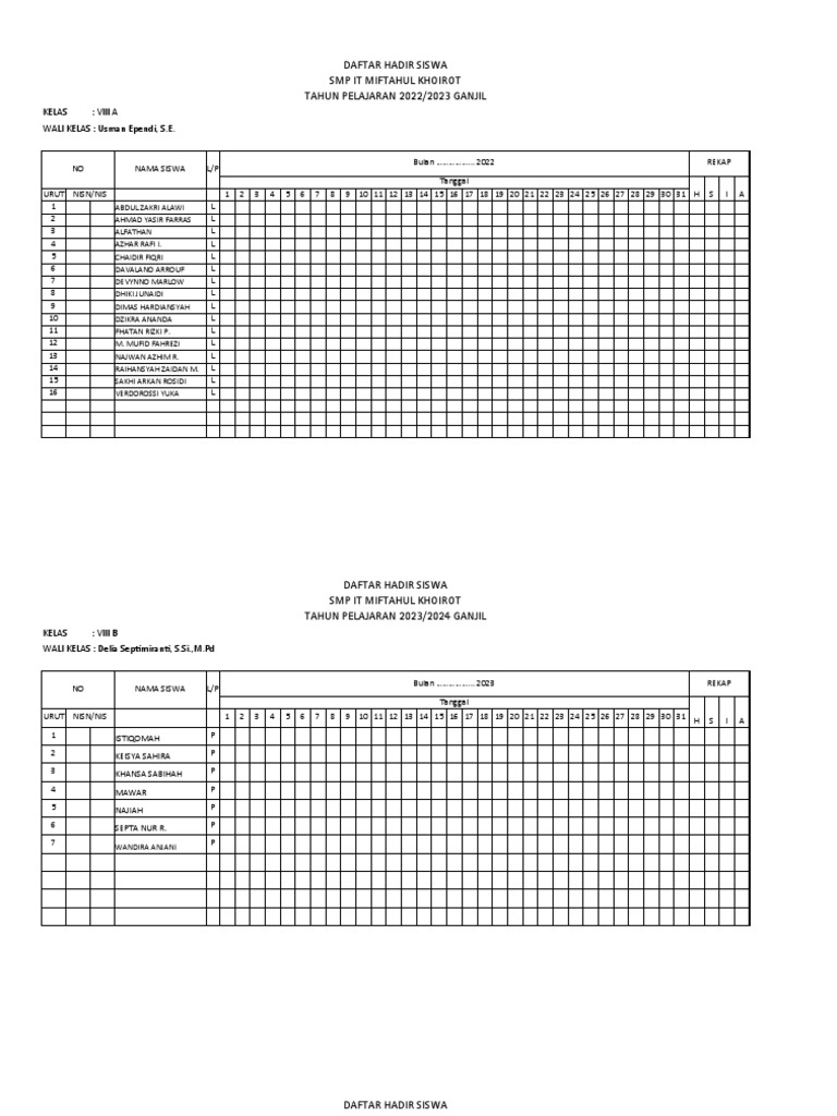 Buku Absen Guru | PDF