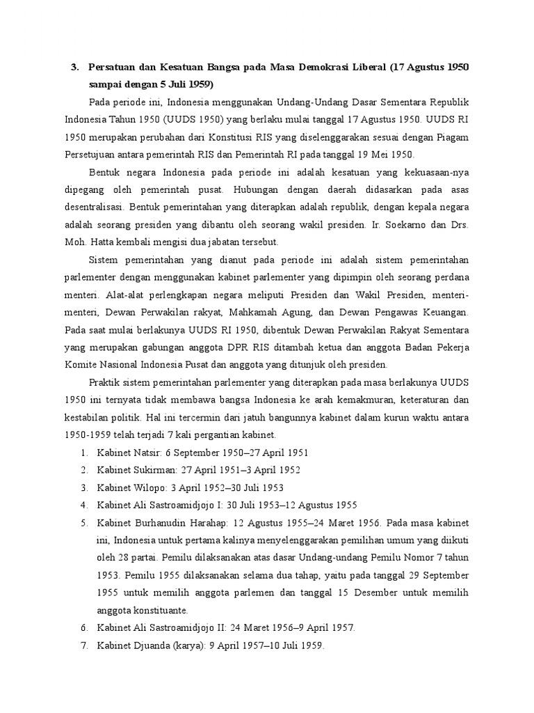 Masa Demokrasi Liberal | PDF