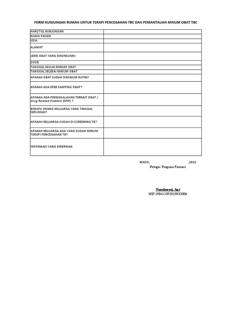 Formulir Kunjungan Rumah TBC | PDF | Pengembangan Diri | Kesehatan Holistik