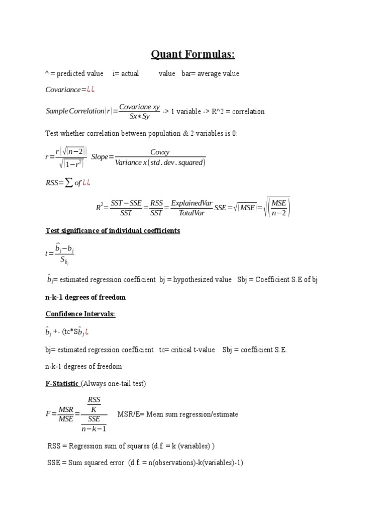 Formulas | PDF | Mean Squared Error | Option (Finance)