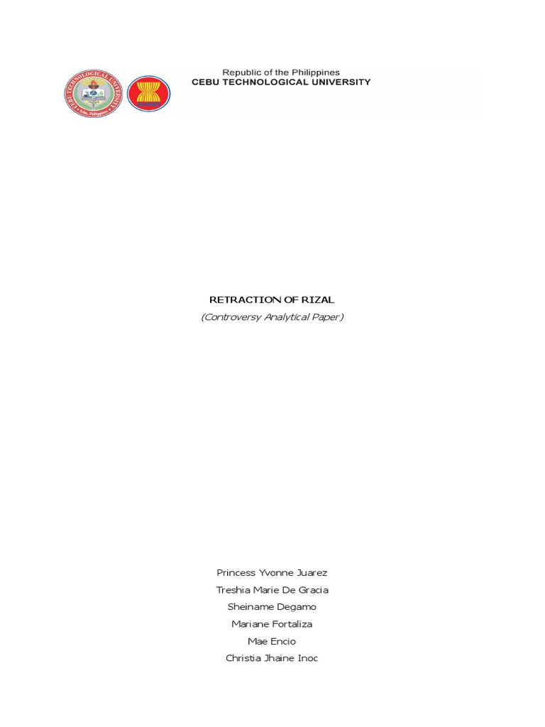 Retraction of Rizal-Analytical Paper | PDF