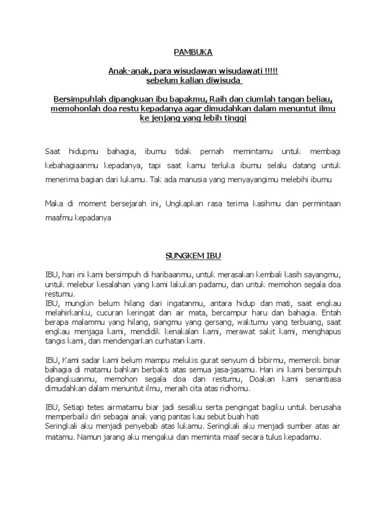 Teks Sungkem Wisuda 2022 | PDF