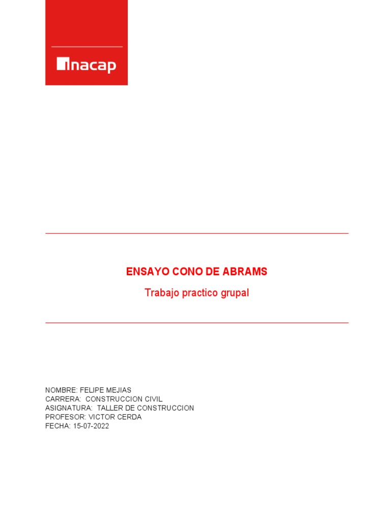 Cono de Abrams | PDF | Hormigón | Materiales de construcción