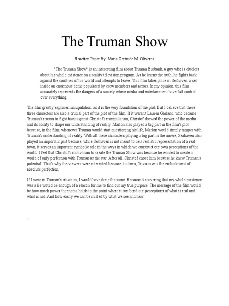 Truman Reaction Paper PDF | PDF