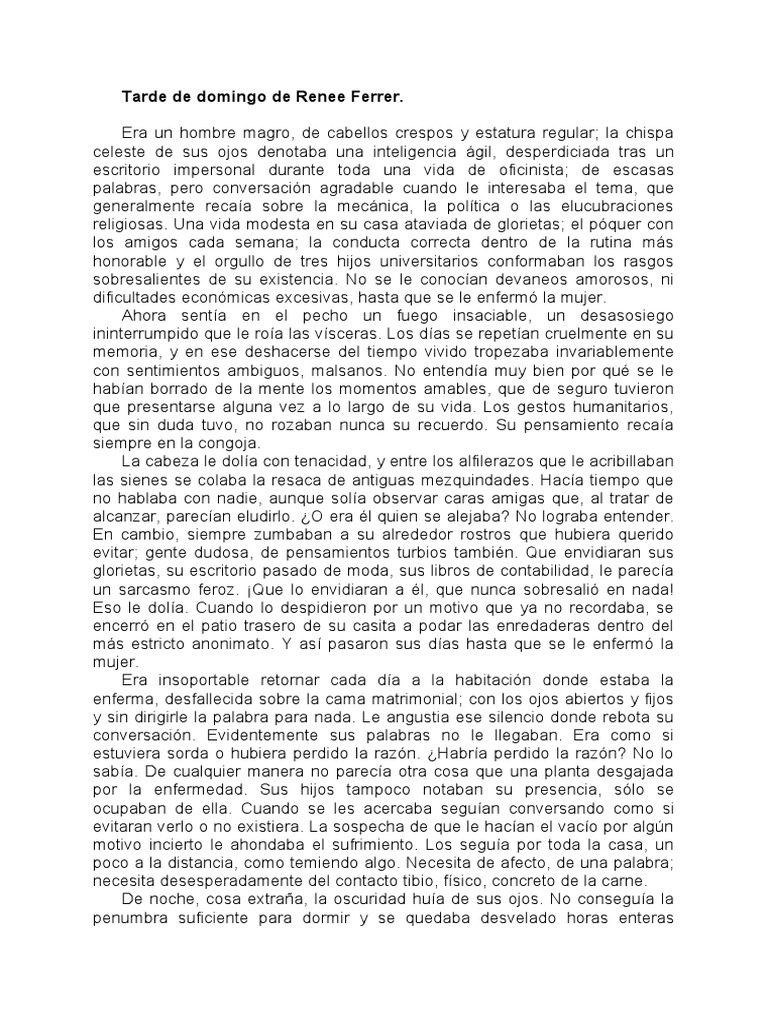 Tarde de domingo de Renee Ferrer.docx | PDF