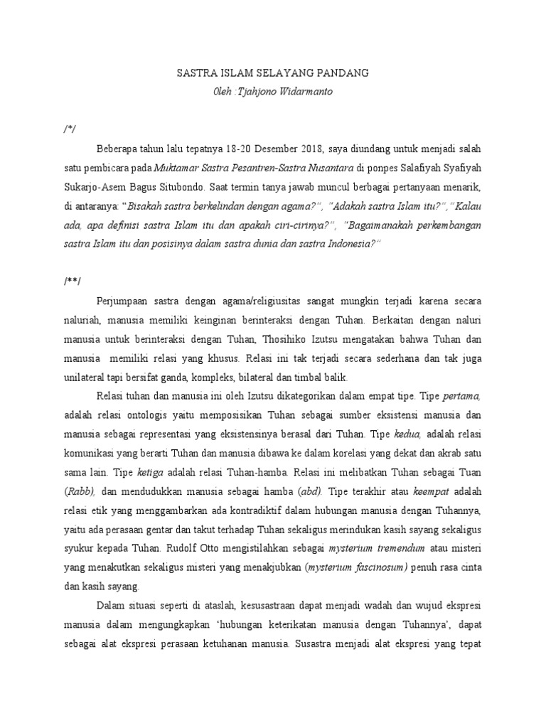 Sastra Islam Selayang Pandang | PDF