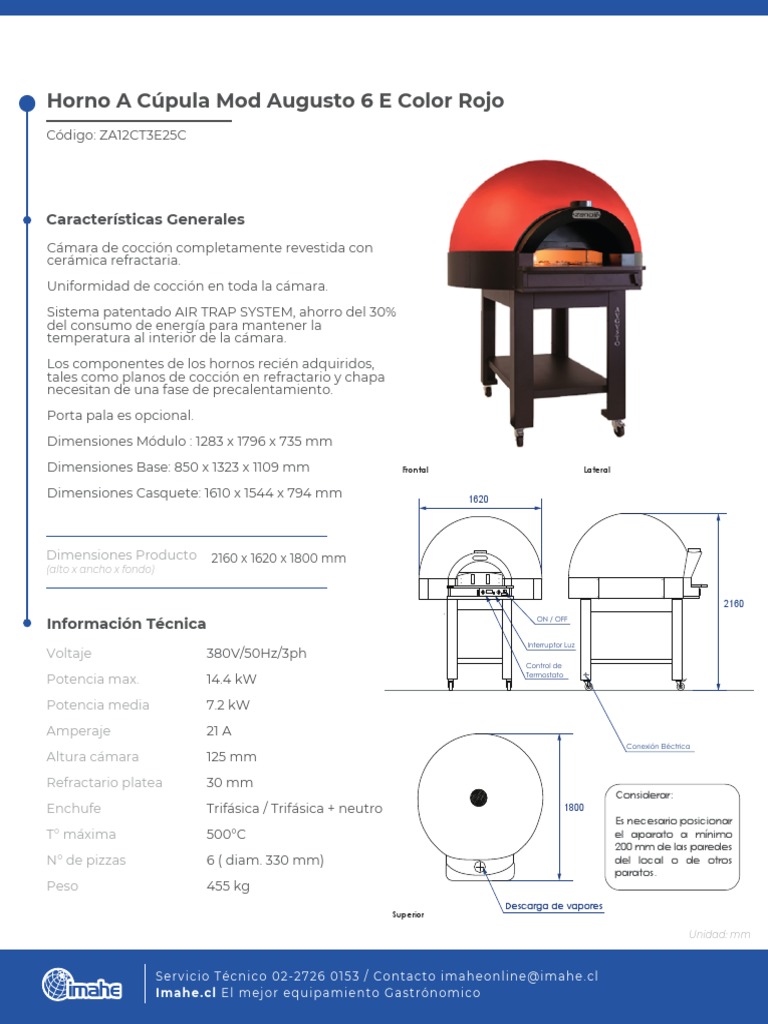 ZA12CT3E25C Horno A Cupula Mod Augusto 6E Rojo | PDF | Cantidades fisicas | Bienes manufacturados