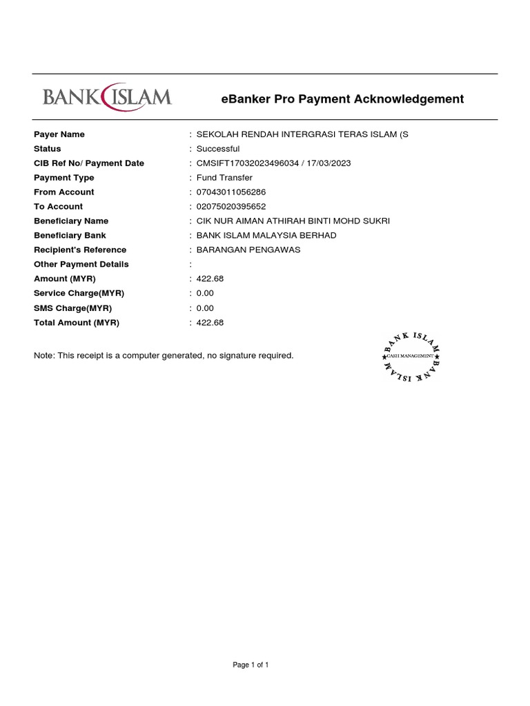 eBanker Pro Payment Receipt | PDF