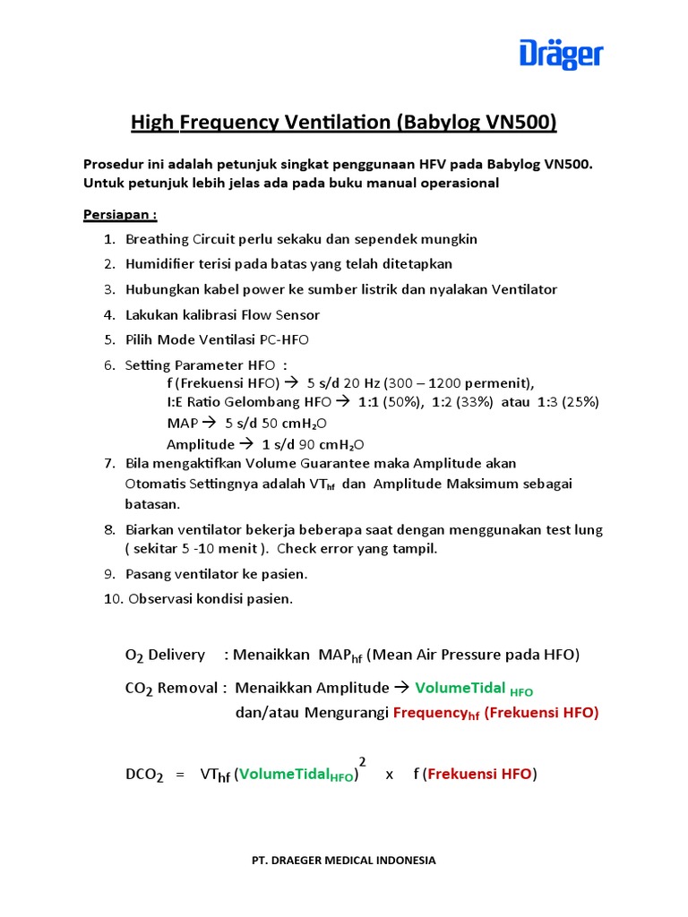 SOP HFO Babylog VN500 | PDF