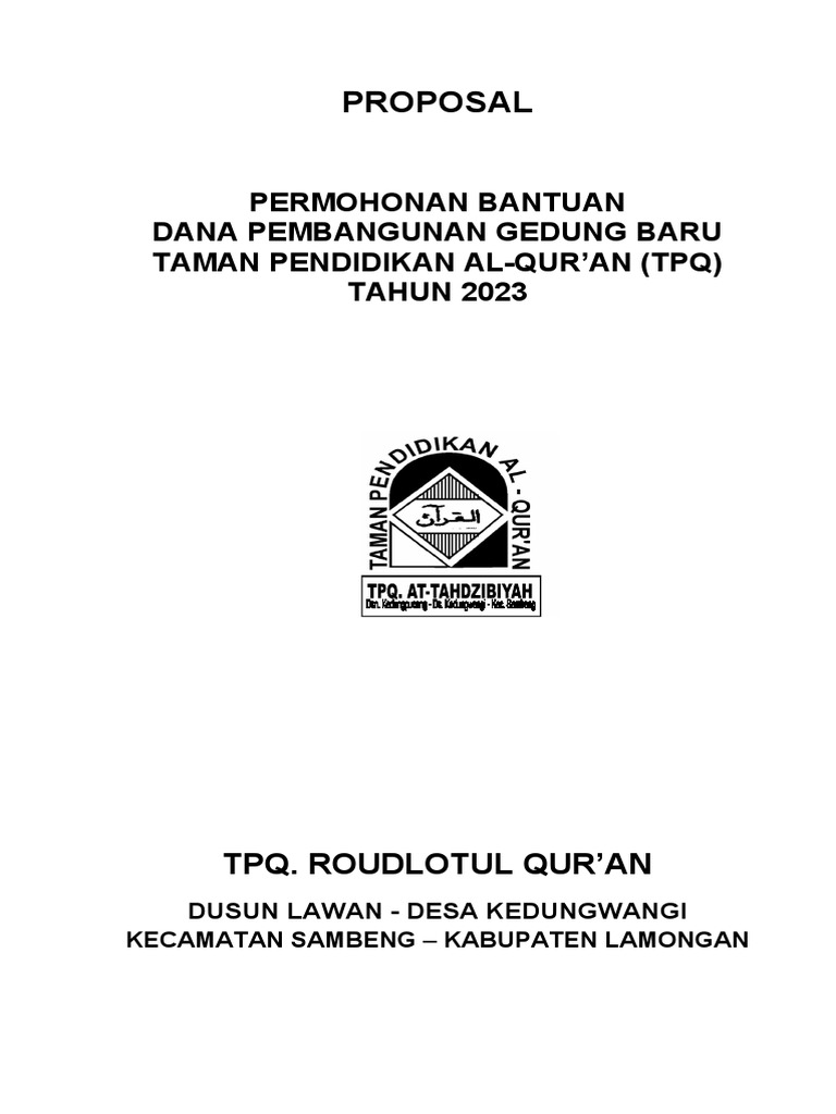 Proposal TPQ Roudlotul Quran | PDF | Karier & Perkembangan | Kajian Bahasa Asing
