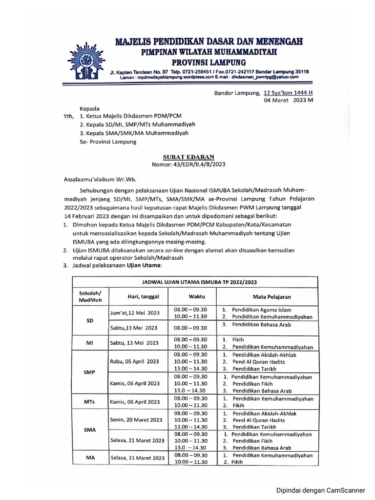SE Ujian ISMUBA 2022-2023 Revisi | PDF