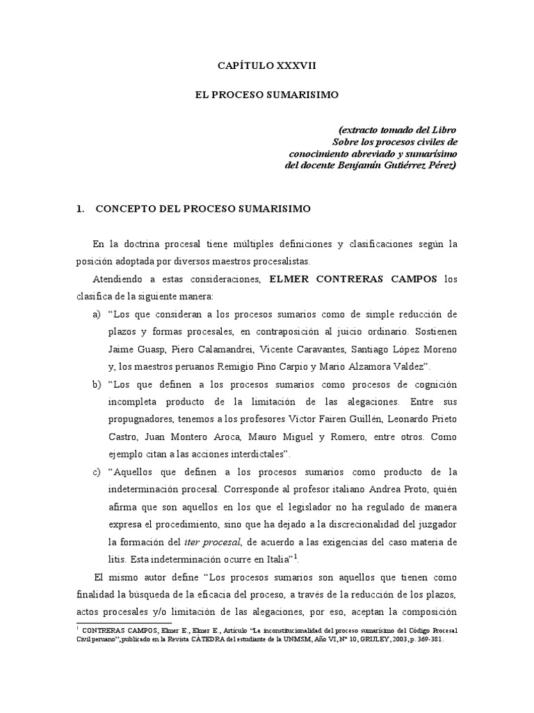 Proceso Sumarísimo: Definición y Características | PDF | Demanda ...