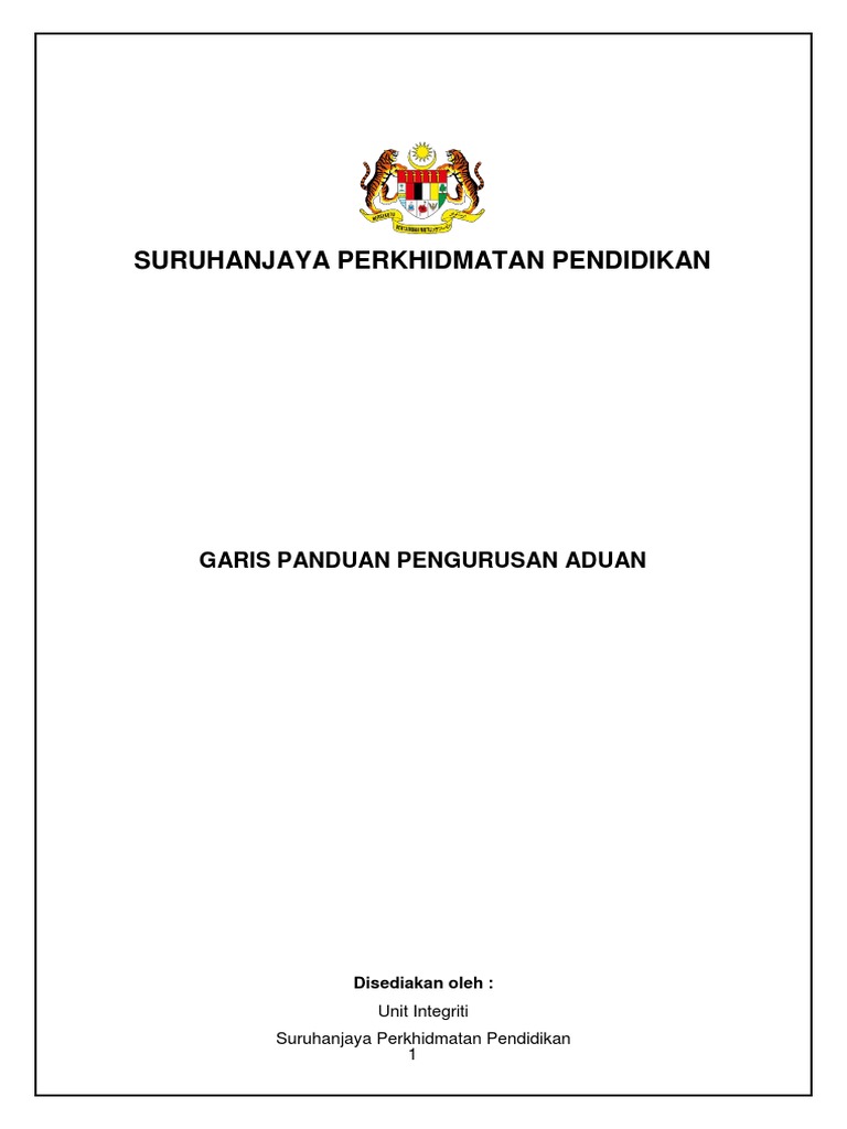 Garis Panduan Pengurusan Aduan PDF | PDF