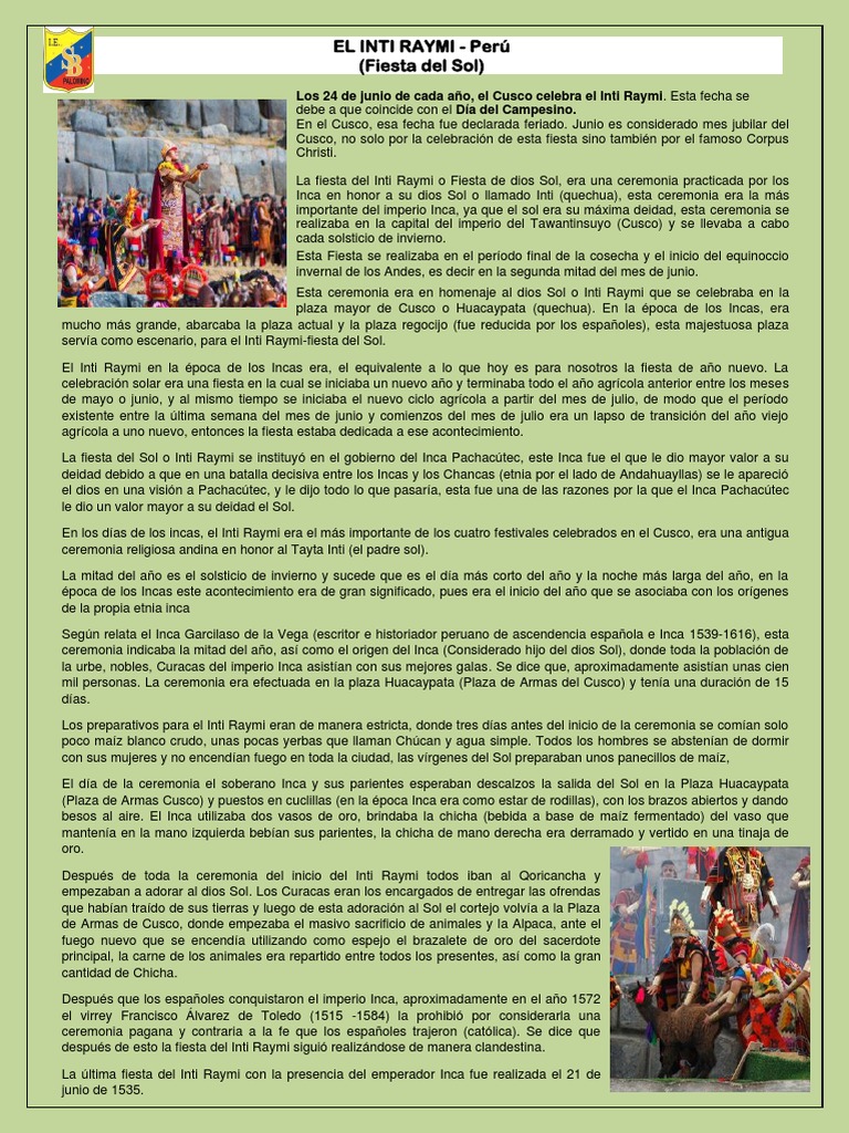 El Inti Raymi PDF | PDF | Perú | Imperio Inca