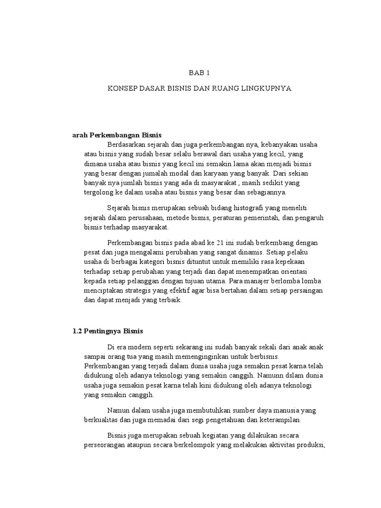 Bab 1 PENGANTAR BISNIS | PDF