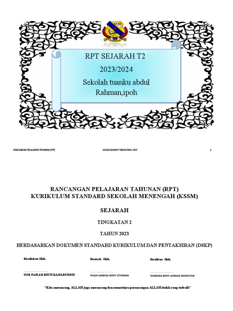 T2 RPT Sej 2023 | PDF