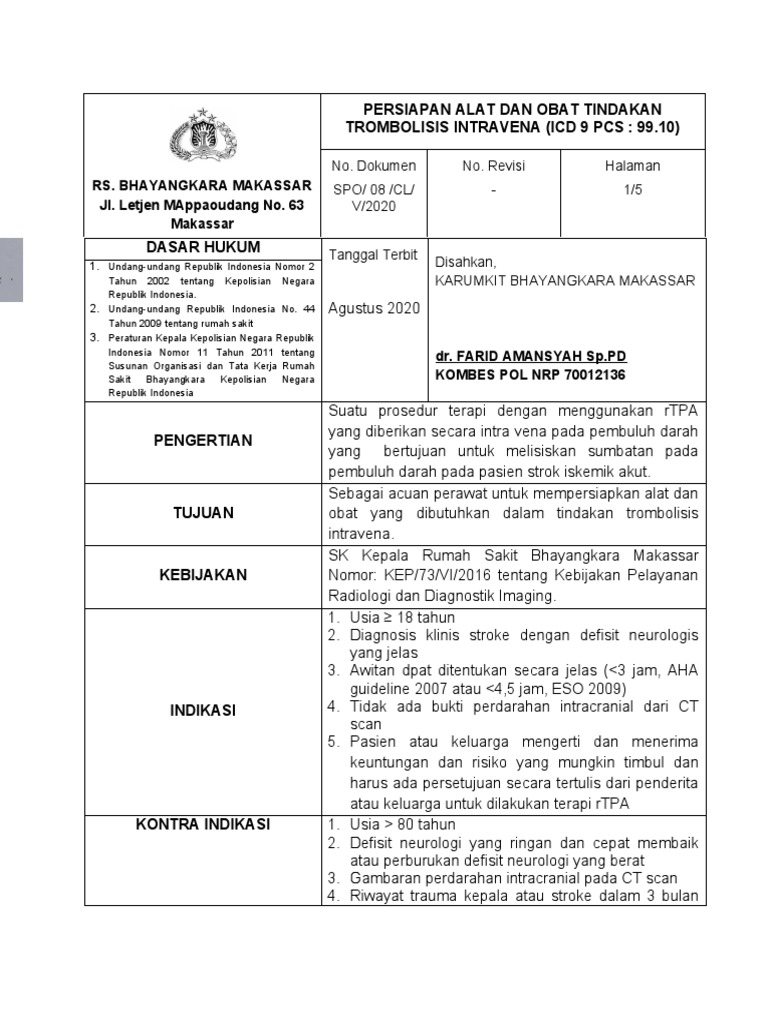 4prosedur Trombolisis Intravena | PDF