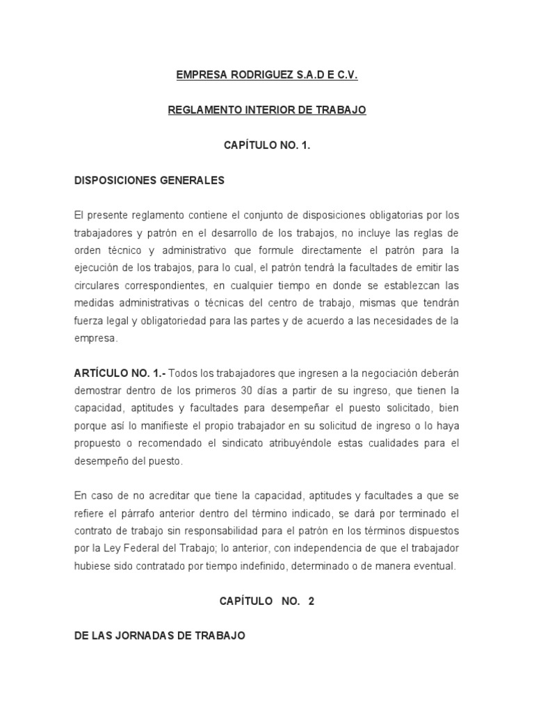 Reglamento Interior de Trabajo 2023 | PDF | Salario | Tiempo de trabajo