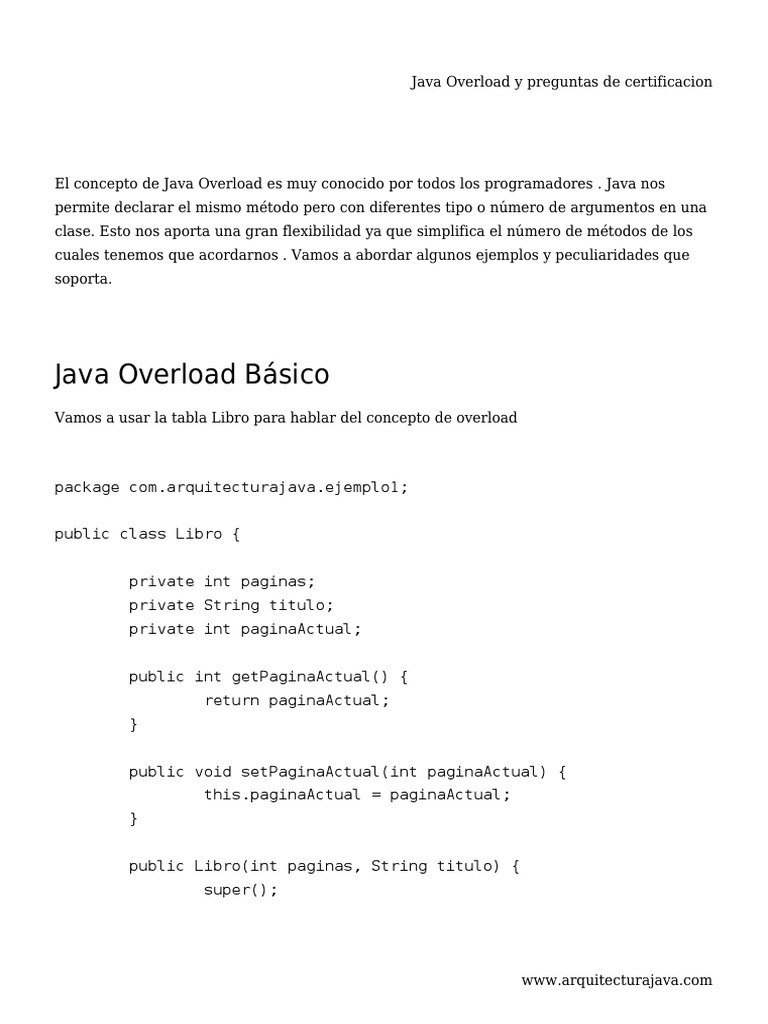 Java Overload y Preguntas de Certificacion | PDF | Java (lenguaje de programación) | Paradigmas ...