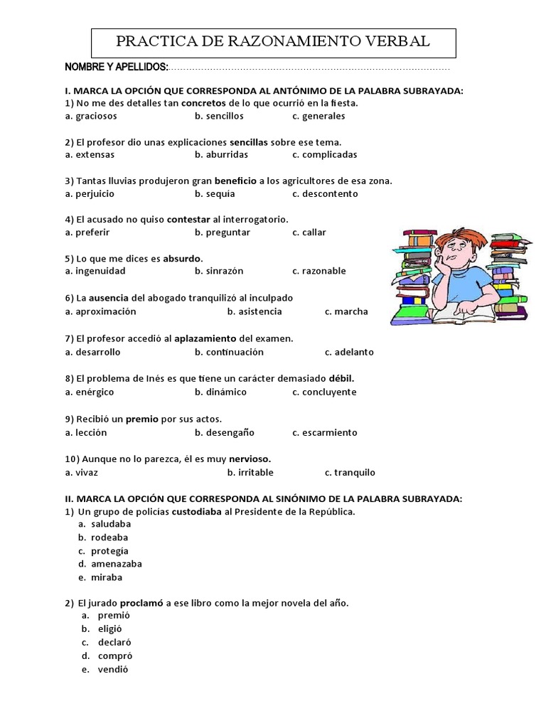 Práctica de Sinónimos y Antónimos2 | PDF