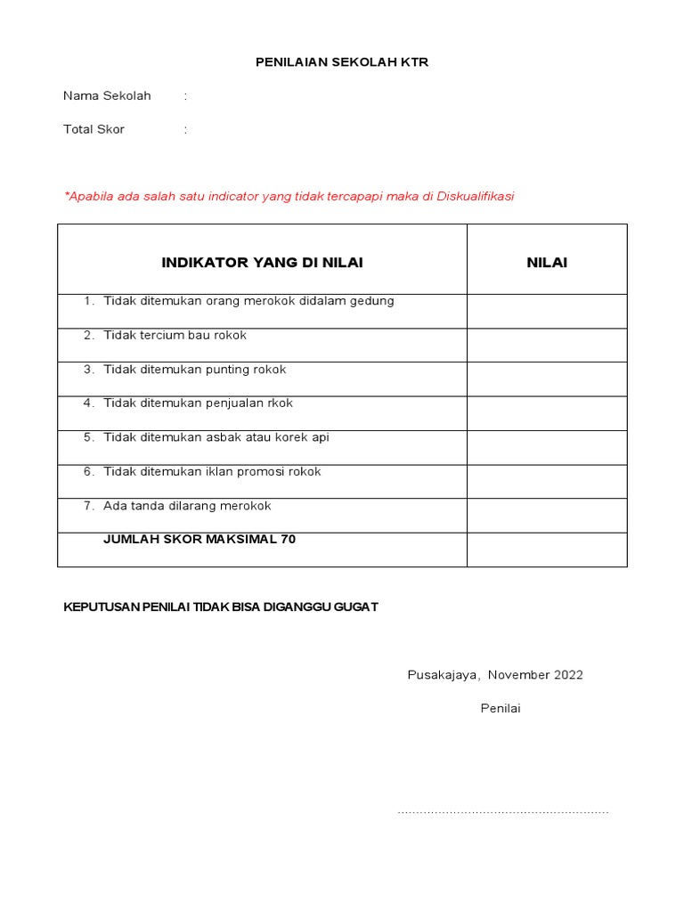 Format Penilaian Lomba Senam | PDF