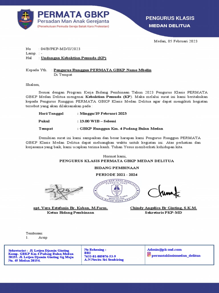 SURAT KP RG Namo Mbelin | PDF