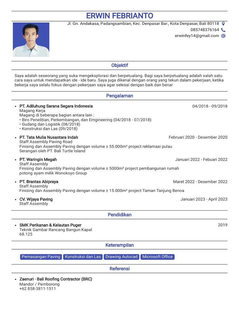 CV Erwin Febrianto | PDF