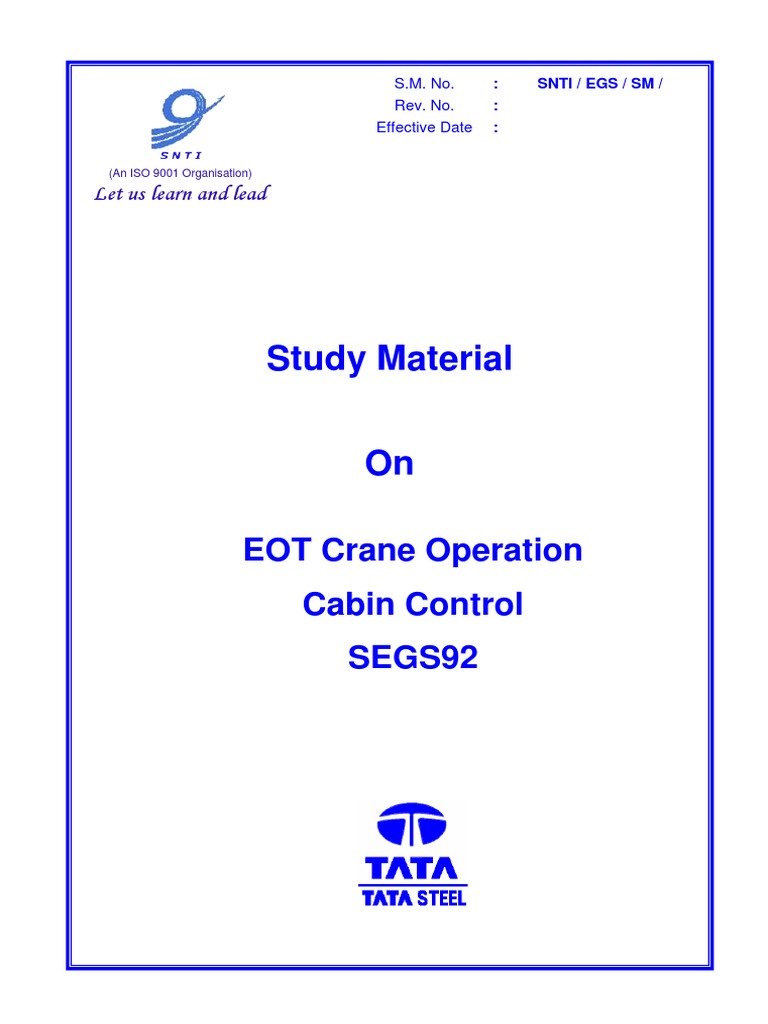EOT CRANE OPERATION - English - SEGS92 | PDF | Crane (Machine ...