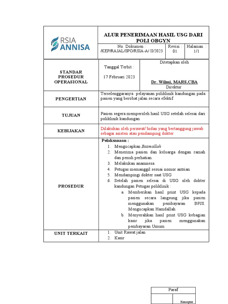 Spo Penyerahan Hasil Usg | PDF