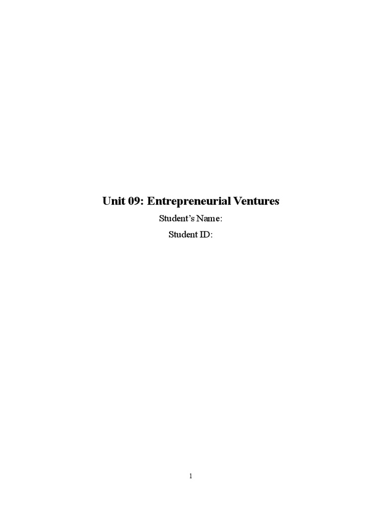 Set 10 Unit 09 Entrepreneurial Ventures 2000 (Report Only) | PDF | Entrepreneurship | Small And ...