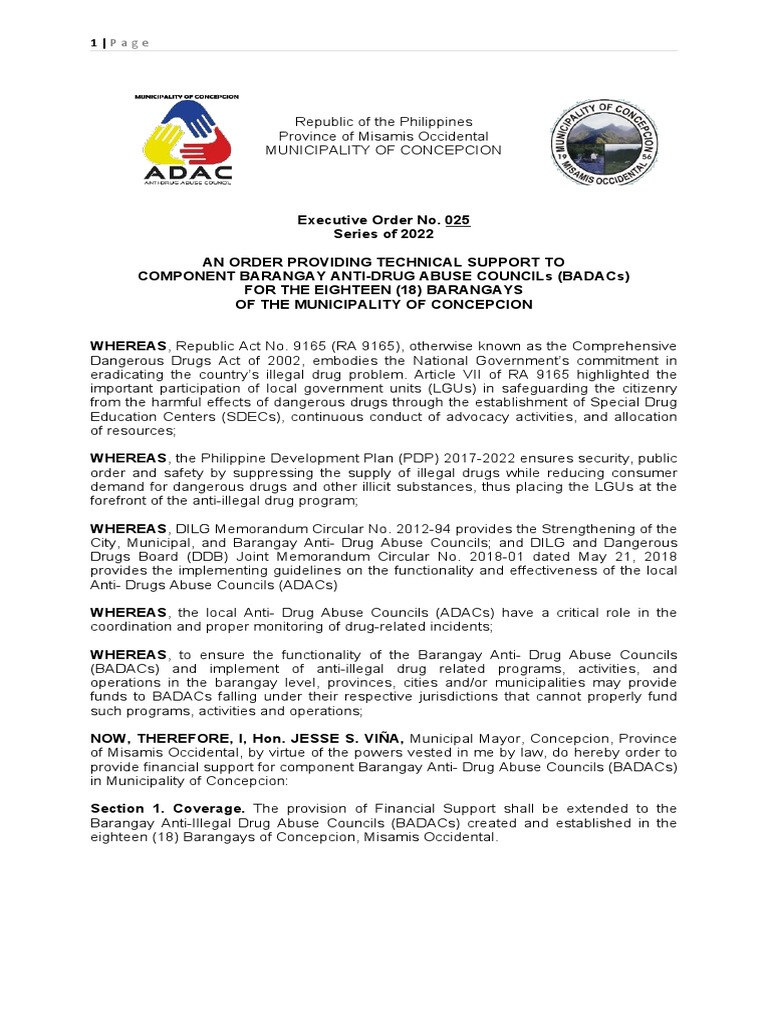 Concepcion EO No. 025, Series of 2022 Provision of Technical Support To ...