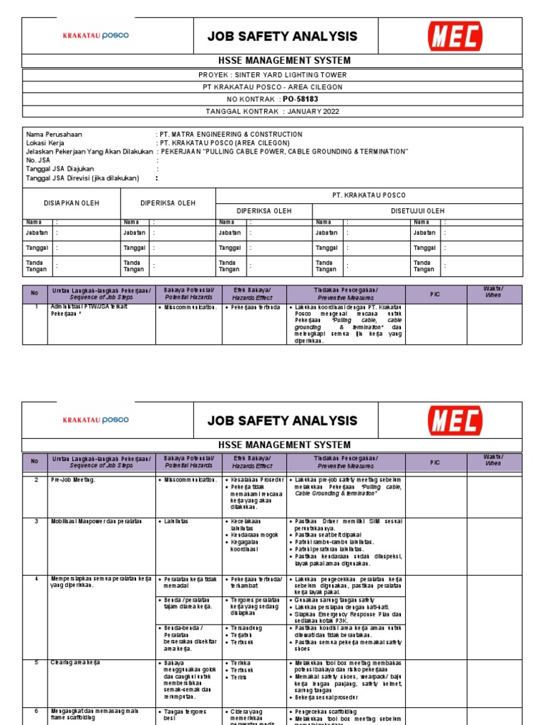 Jsa Pulling Cable & Termination | PDF