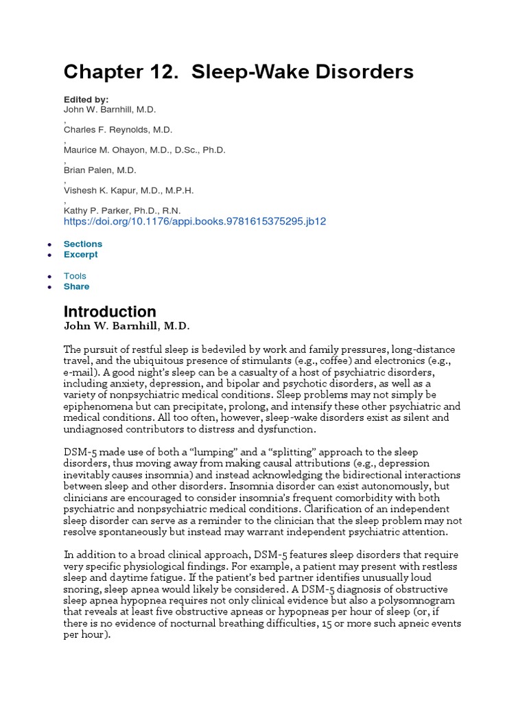 DSM V Clinical Cases - Chapter 12 Sleep Wake Disorders | Download Free PDF | Mental Disorder ...