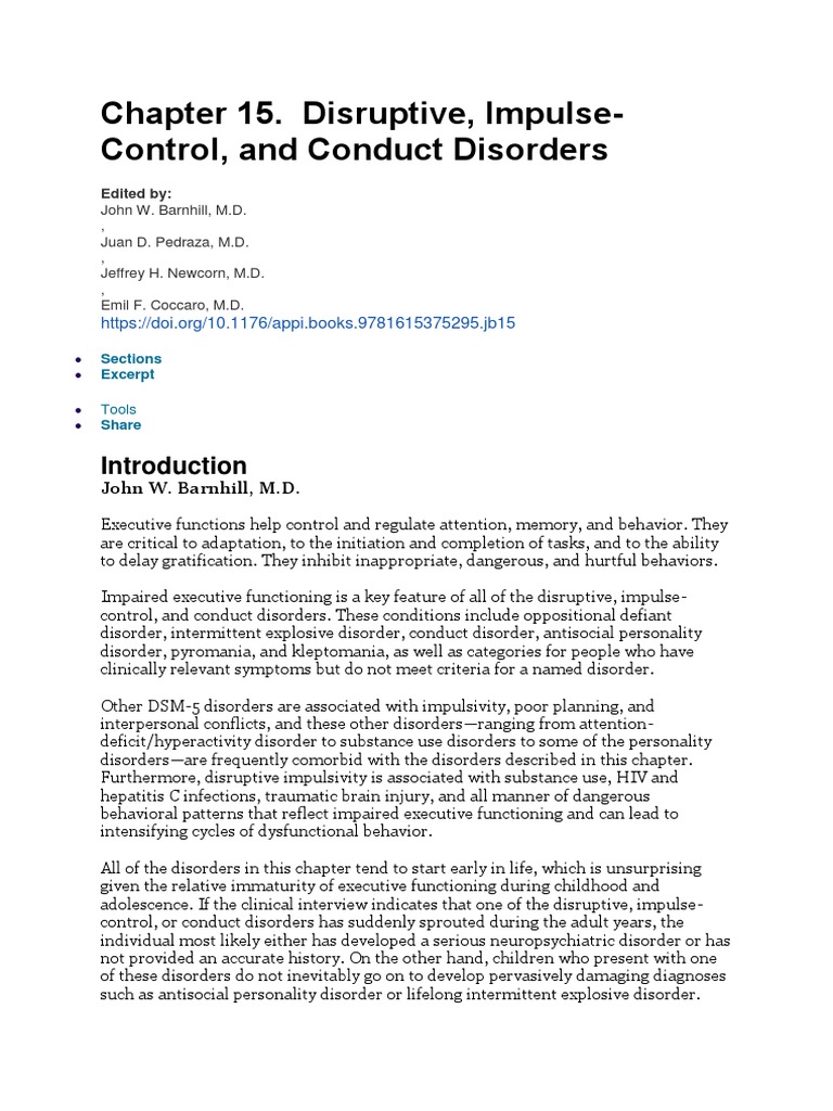 DSM V Clinical Cases - Chapter 15 Disruptive, Impulse-Control and Conduct Disorders | PDF ...