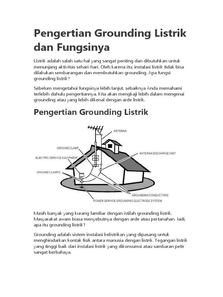Pengertian Grounding Listrik Dan Fungsinya | PDF