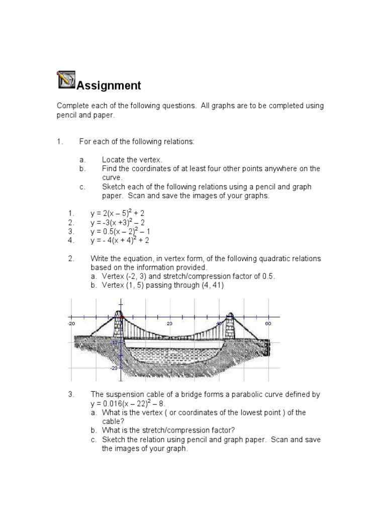Quadratic Graphing and Vertex Form Assignment | PDF