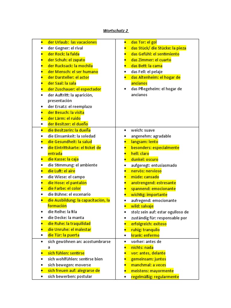 Wortschatz HV A2 MS 2 | PDF