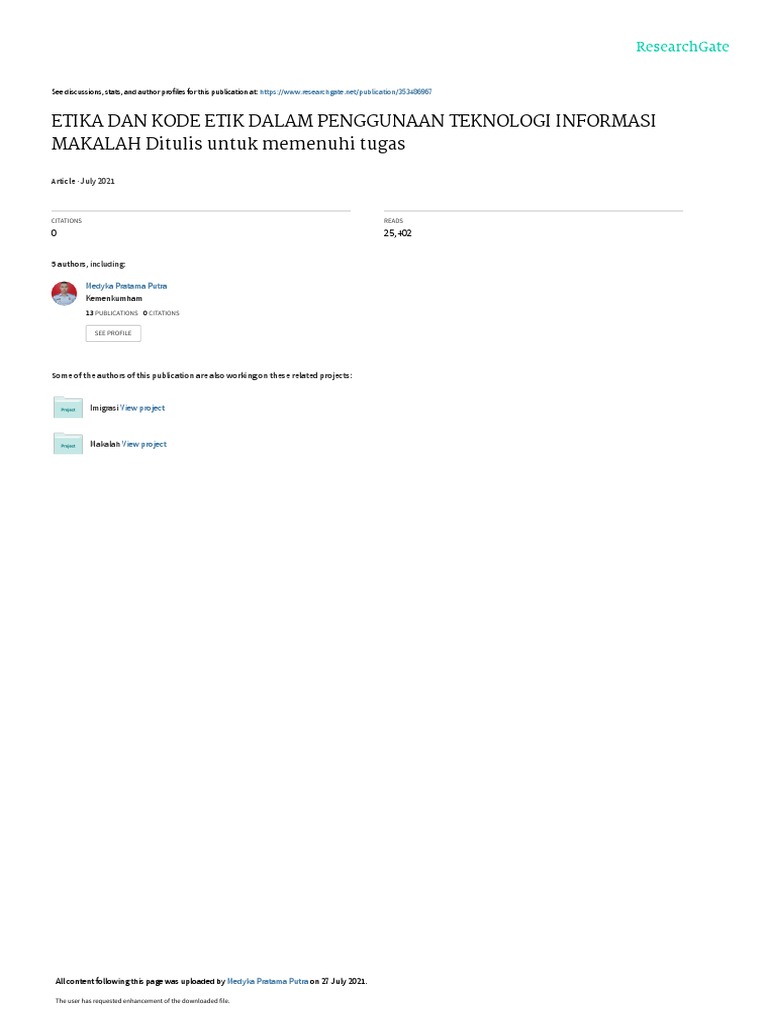 Etika Teknologi Informasi | PDF